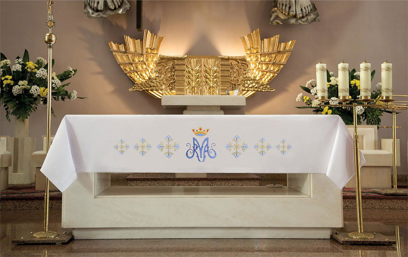 Altar Cloth Marian Embroidery Blue