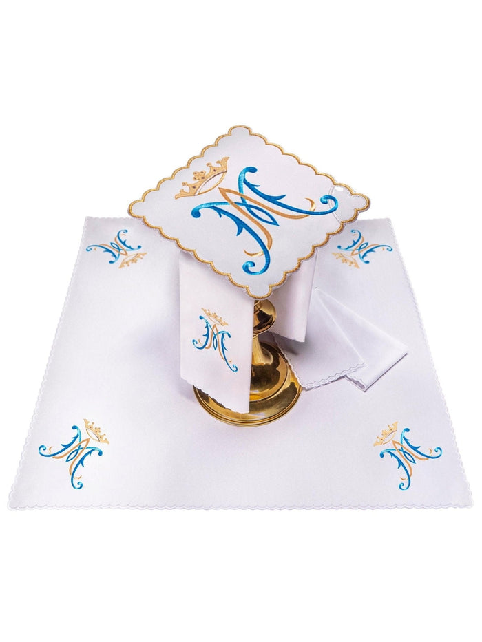 Chalice Linens Blue Marian Symbol