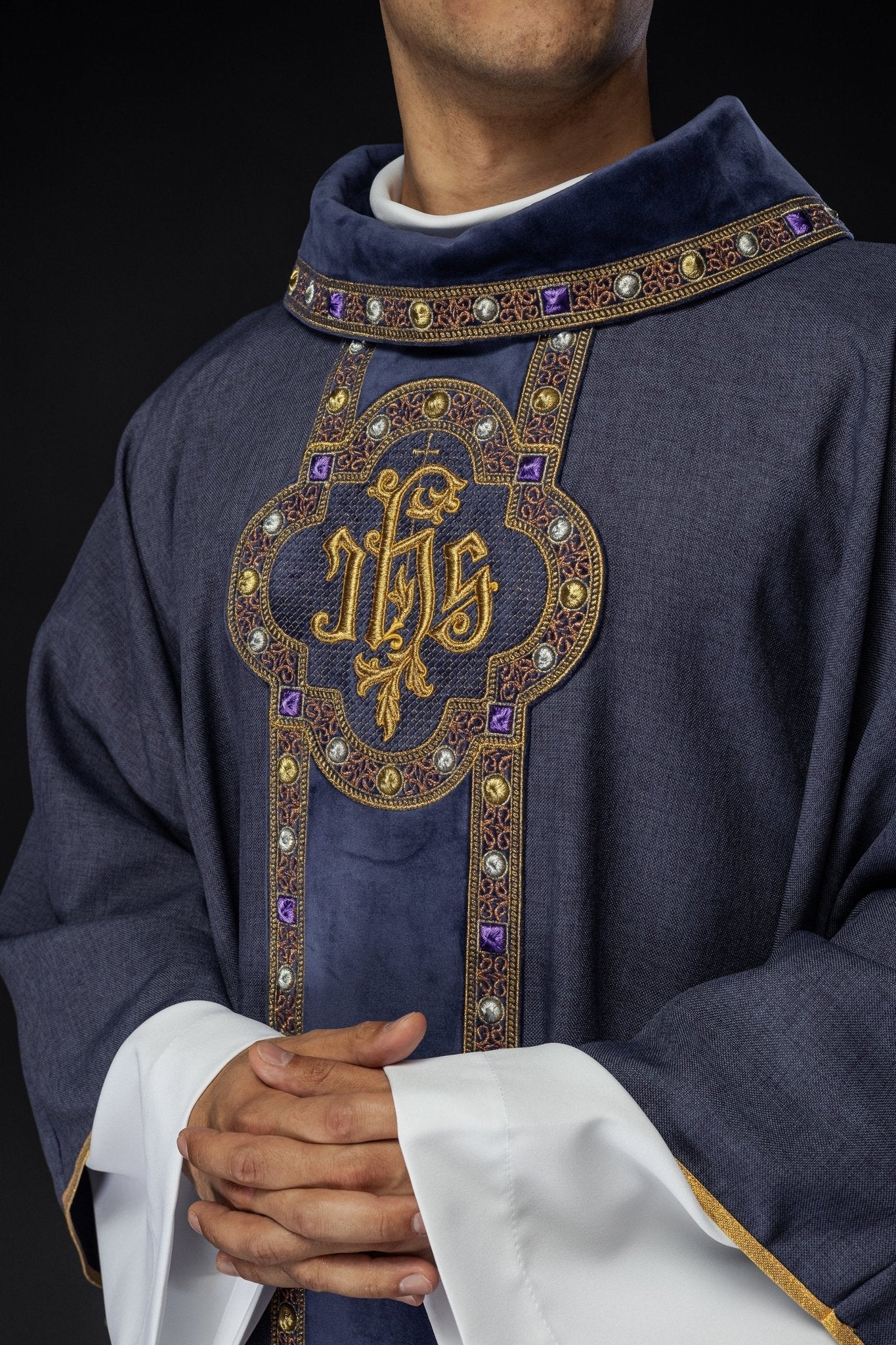 Chasuble Purple IHS Embroidery - HaftinaUSA