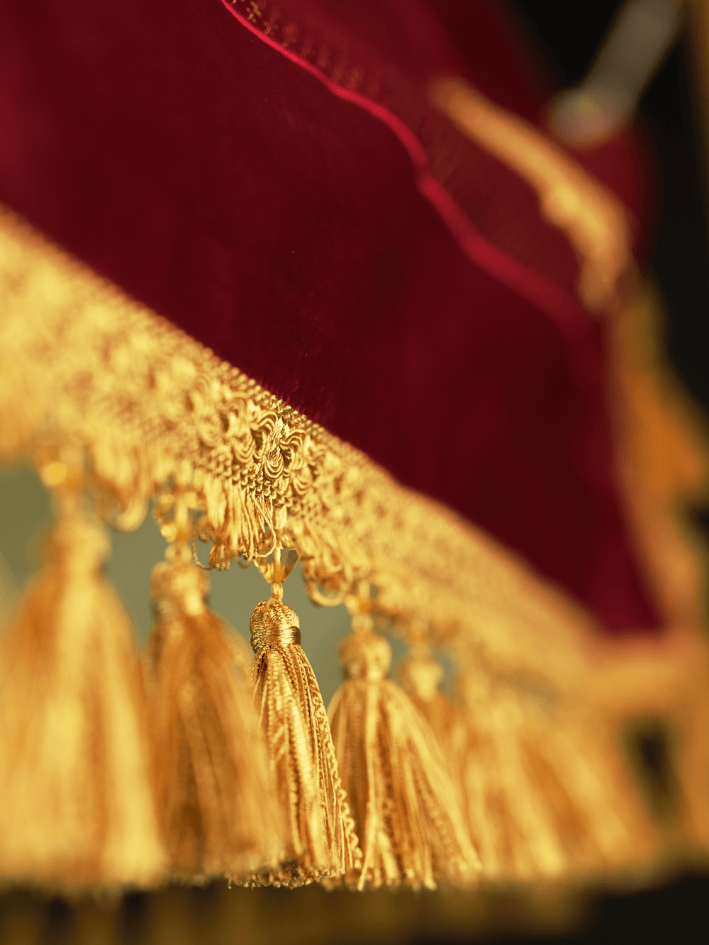 Burgundy Velvet Processional Canopy | Hand-Embroidered Gold Crosses ...