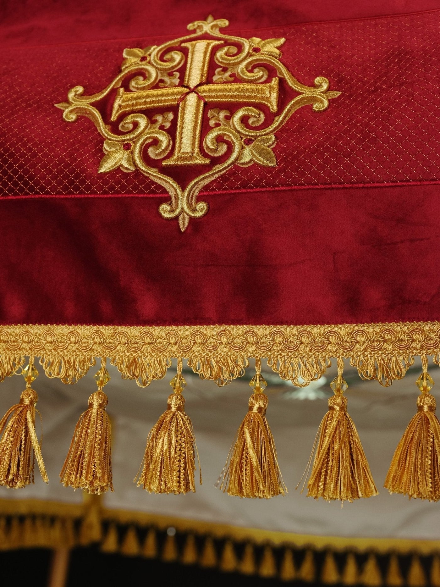 Embroidered Canopy Burgundy Velvet