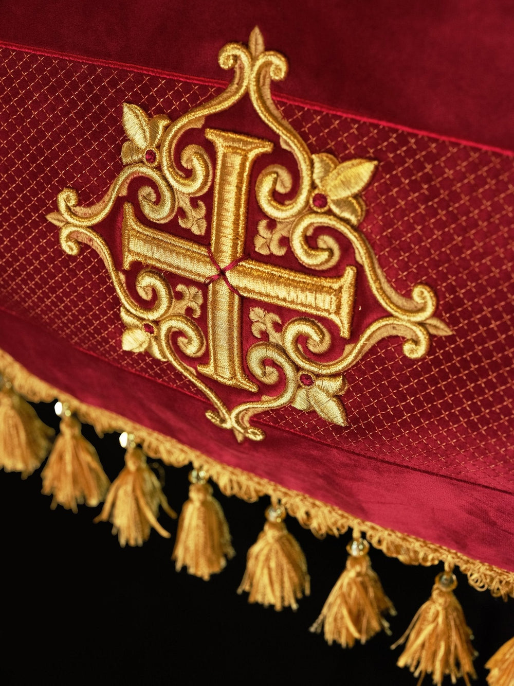 Embroidered Canopy Burgundy Velvet