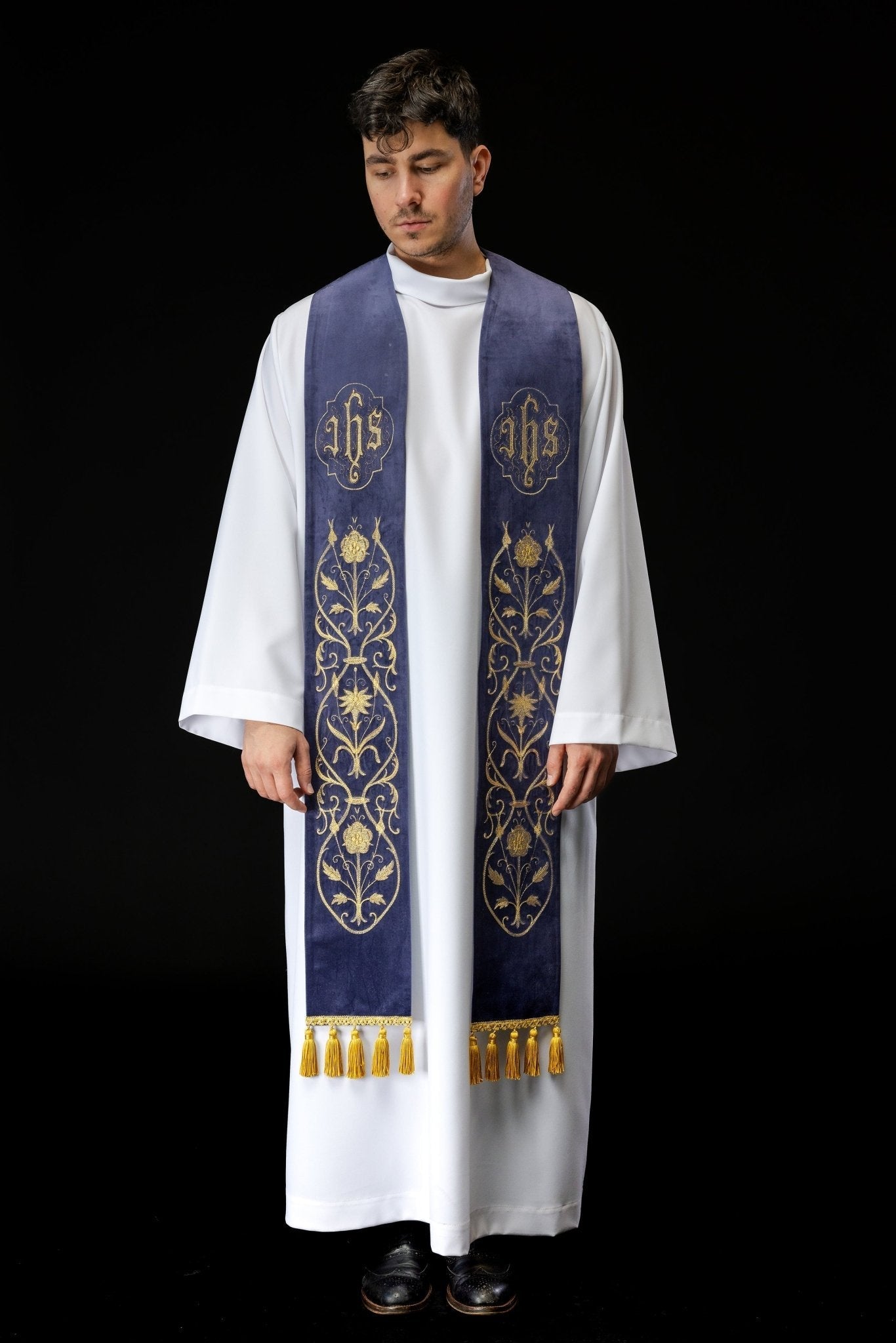 Embroidered Purple Stole IHS