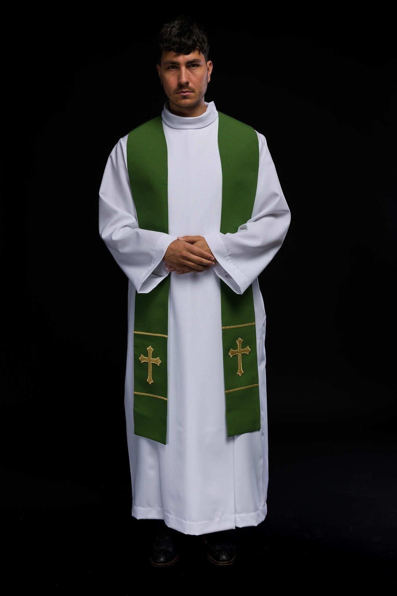 Green Priestly Stole Cross