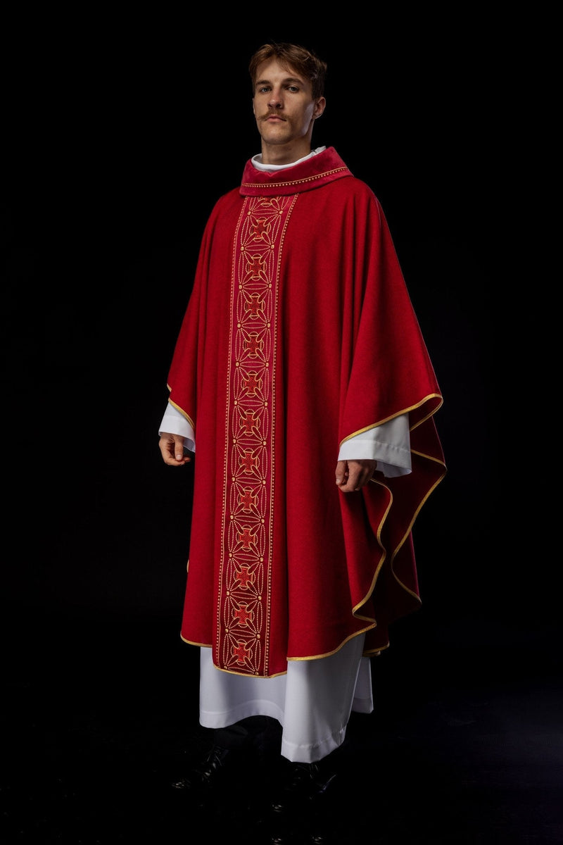 Liturgical Chasuble Red Crosses