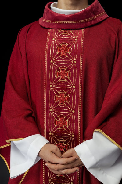 Liturgical Chasuble Red Crosses