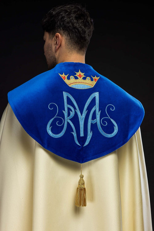 Marian Liturgical Cope Ecru & Blue