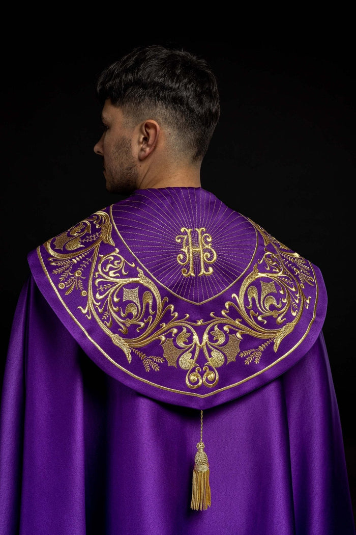 Purple Church Cope Gold IHS Monogram