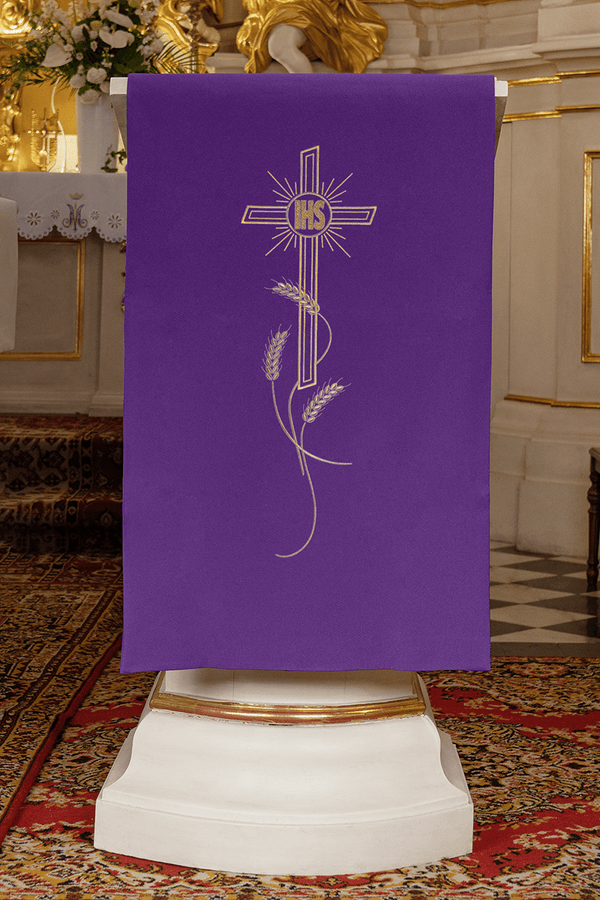 Lectern Cover Cross IHS Purple