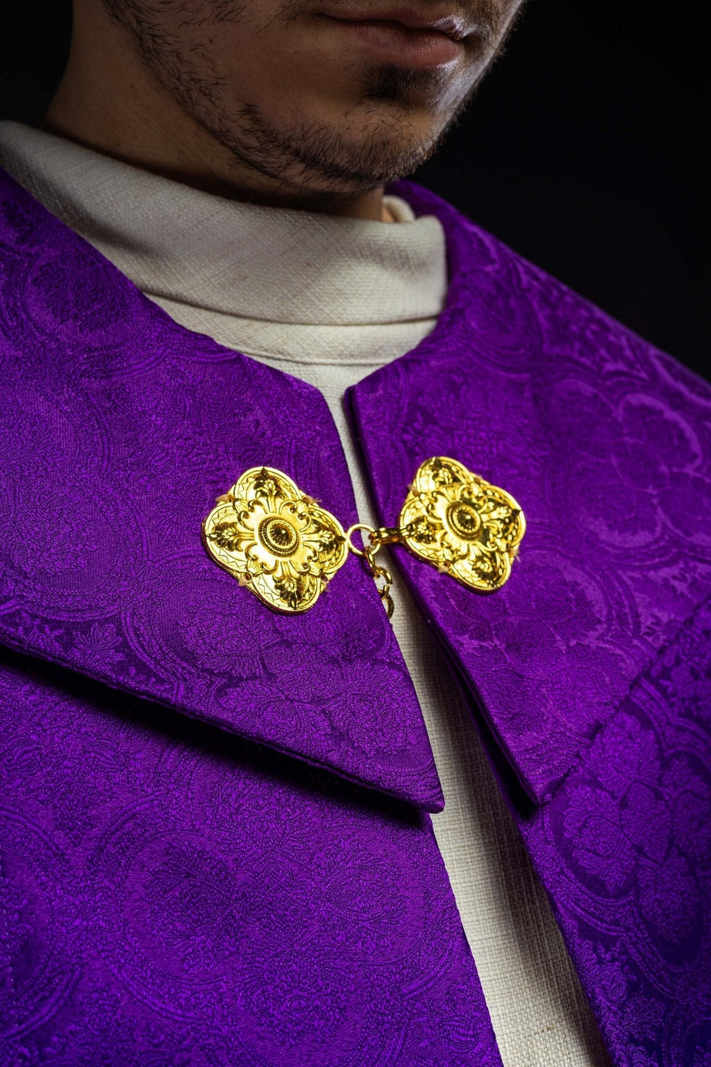 Purple Liturgical Cope Jacquard Fabric