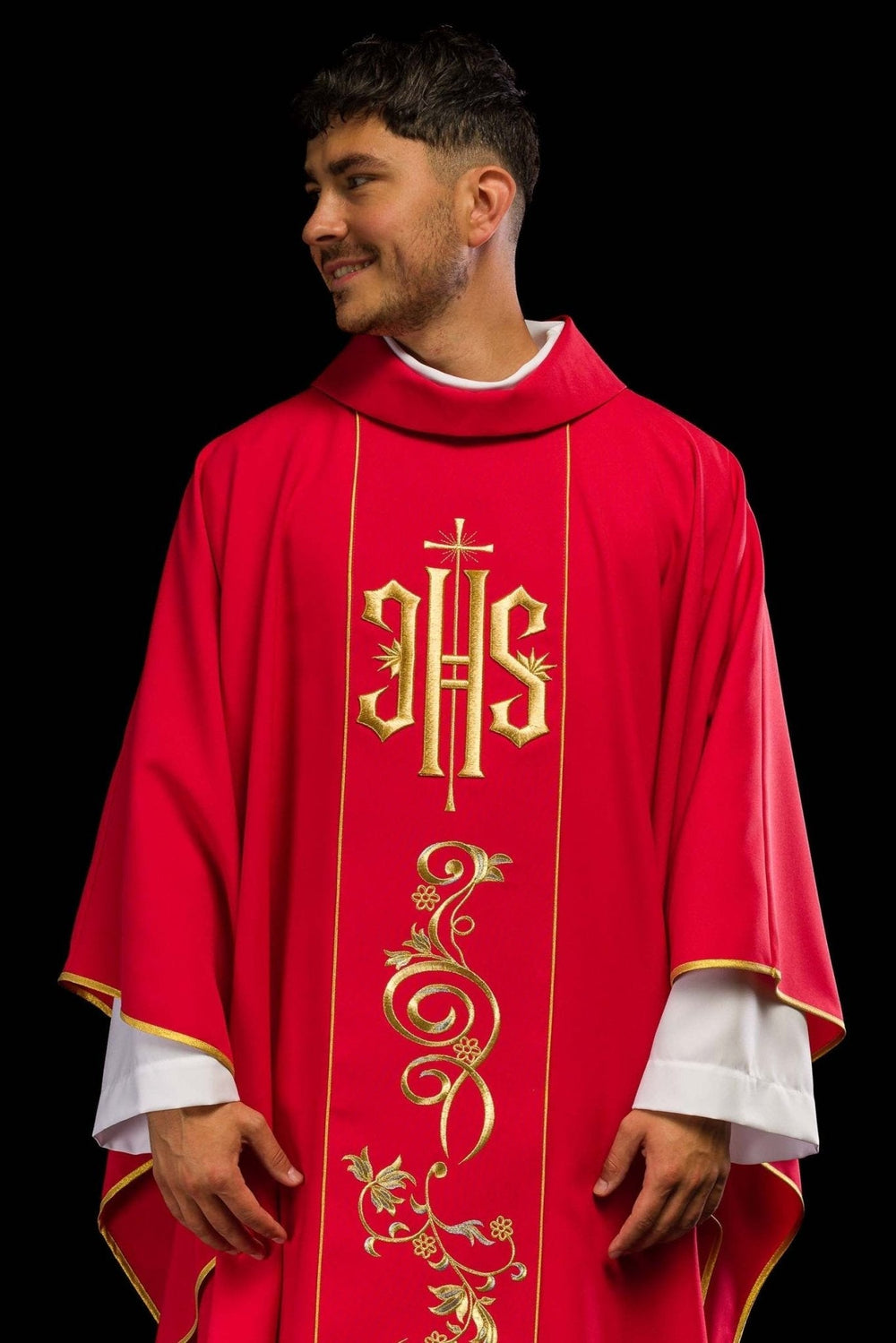 Red Chasuble IHS Embroidery