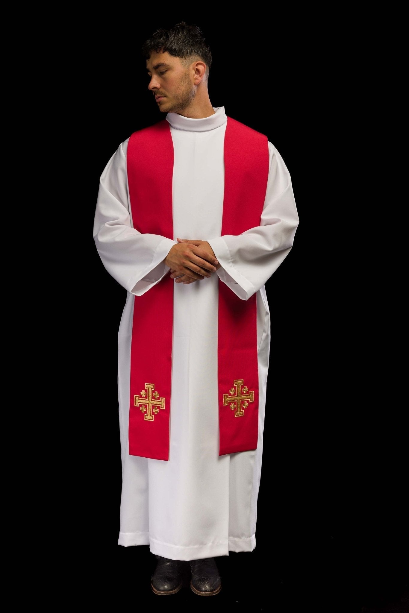 Red Jerusalem Cross Stole