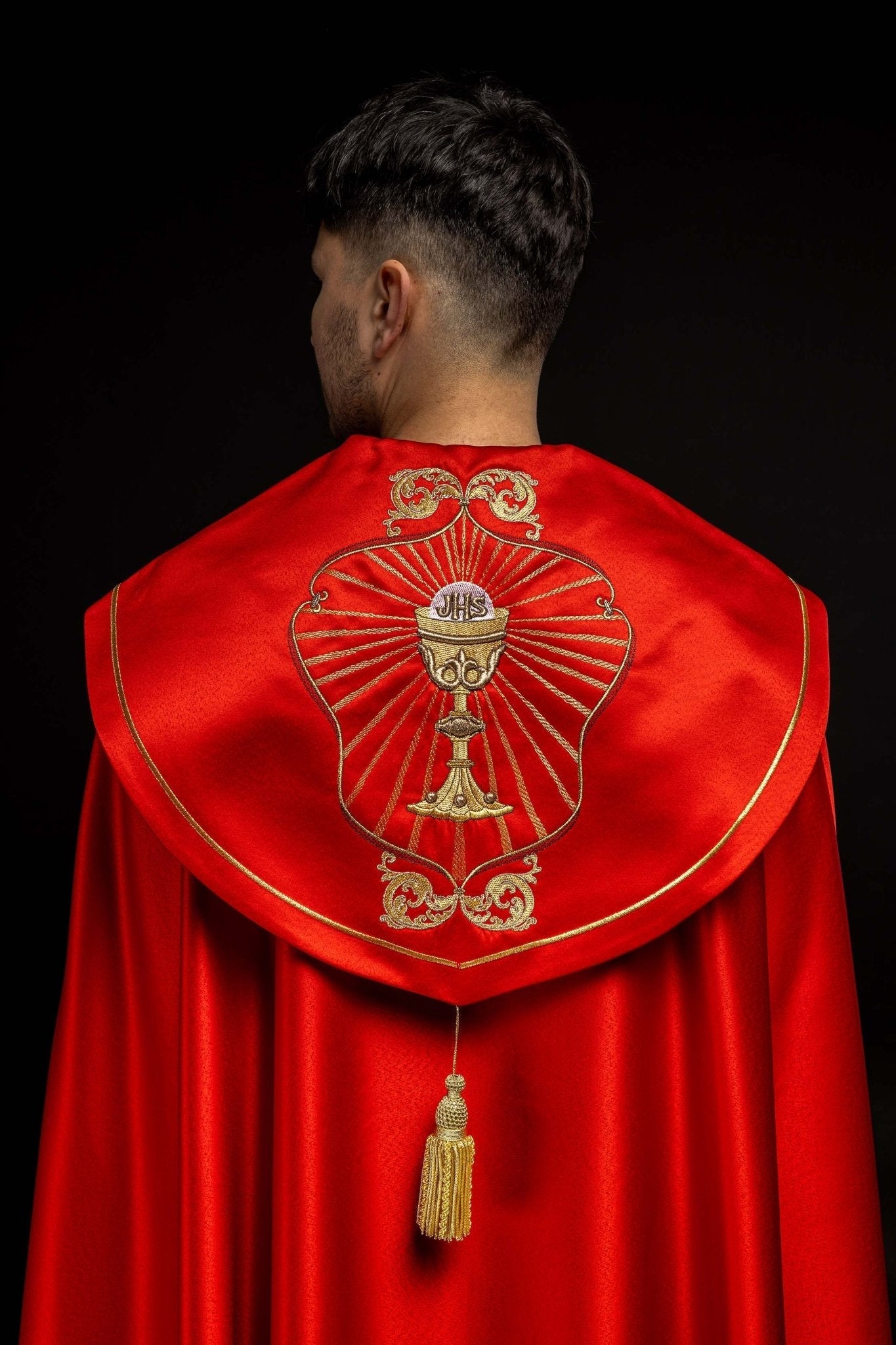 Red Liturgical Cope Eucharist Chalice