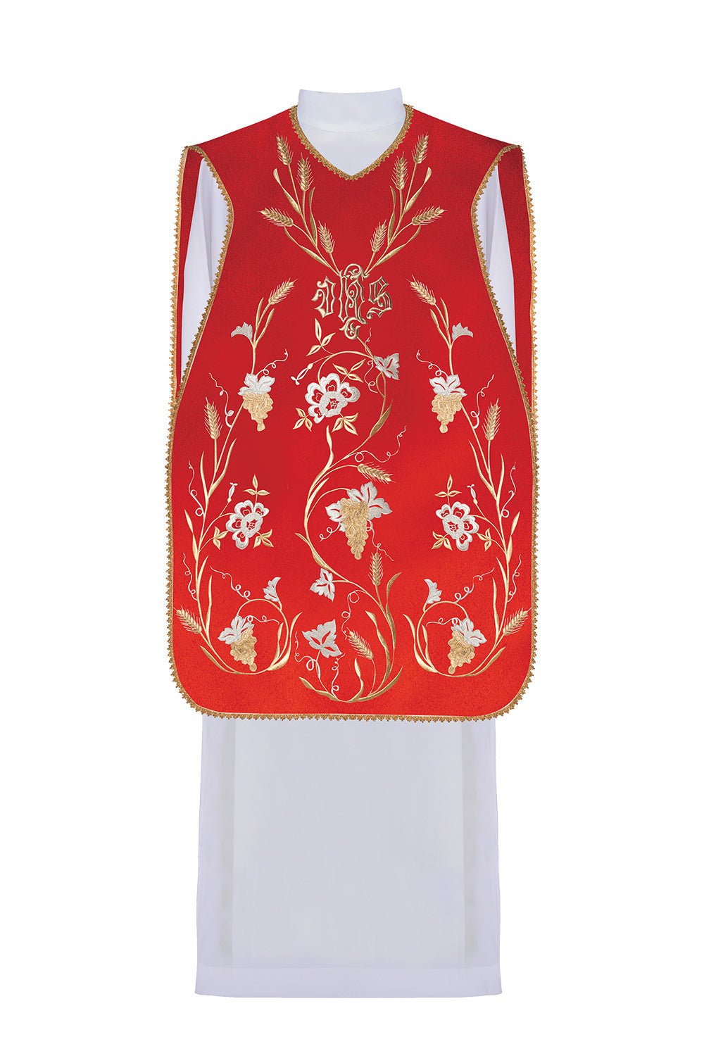 Red Roman Chasuble IHS Wheat Grapes